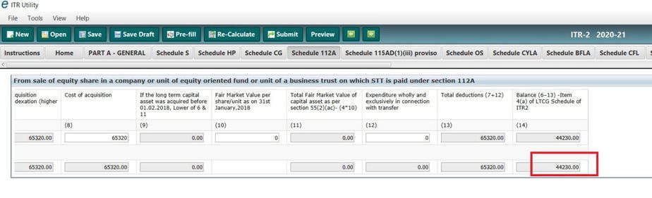 Example of entry in 112A in ITR2 for FY 2020-2021 -part 1 Example of ...