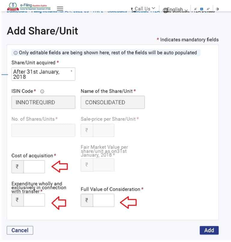 Step-by-step guide to enter MF and share capital gains in ITR2 (or ITR3)