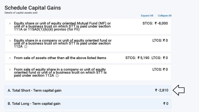 How to Set off & Carry Forward Capital Losses in ITR2 and ITR3