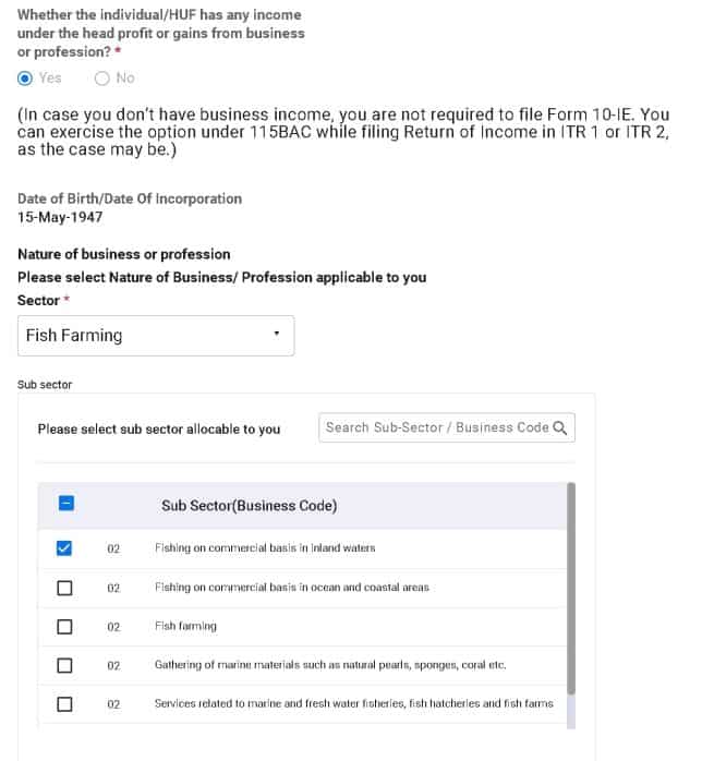 Who should submit Form 10-IE before filing ITR for AY 2023-2024?