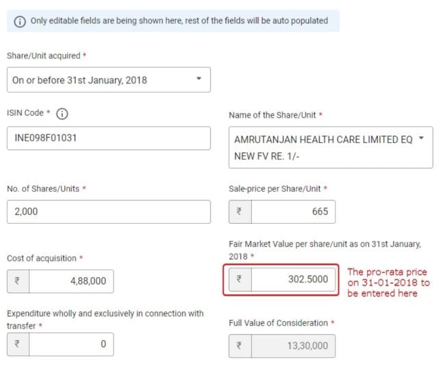 How to calculate LTCG with Grandfathering for equity shares that split ...