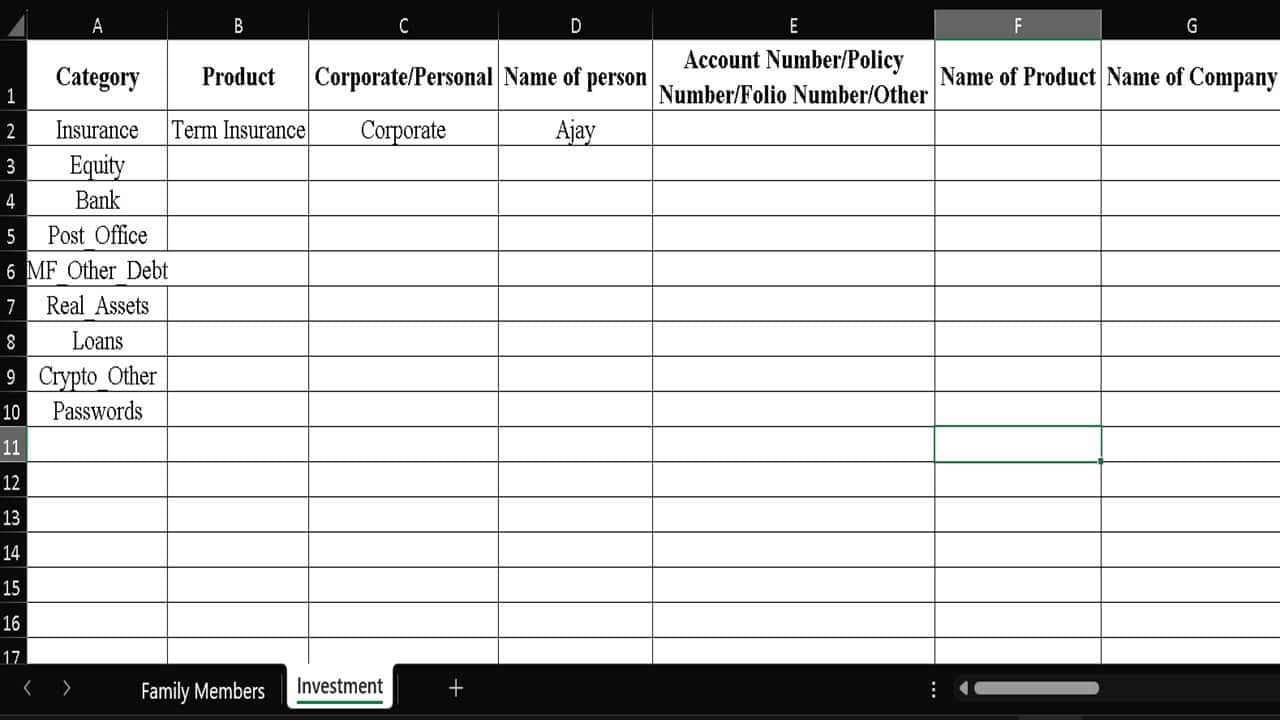 Post-Death Information File – A Single Spreadsheet Your Family Can Rely On